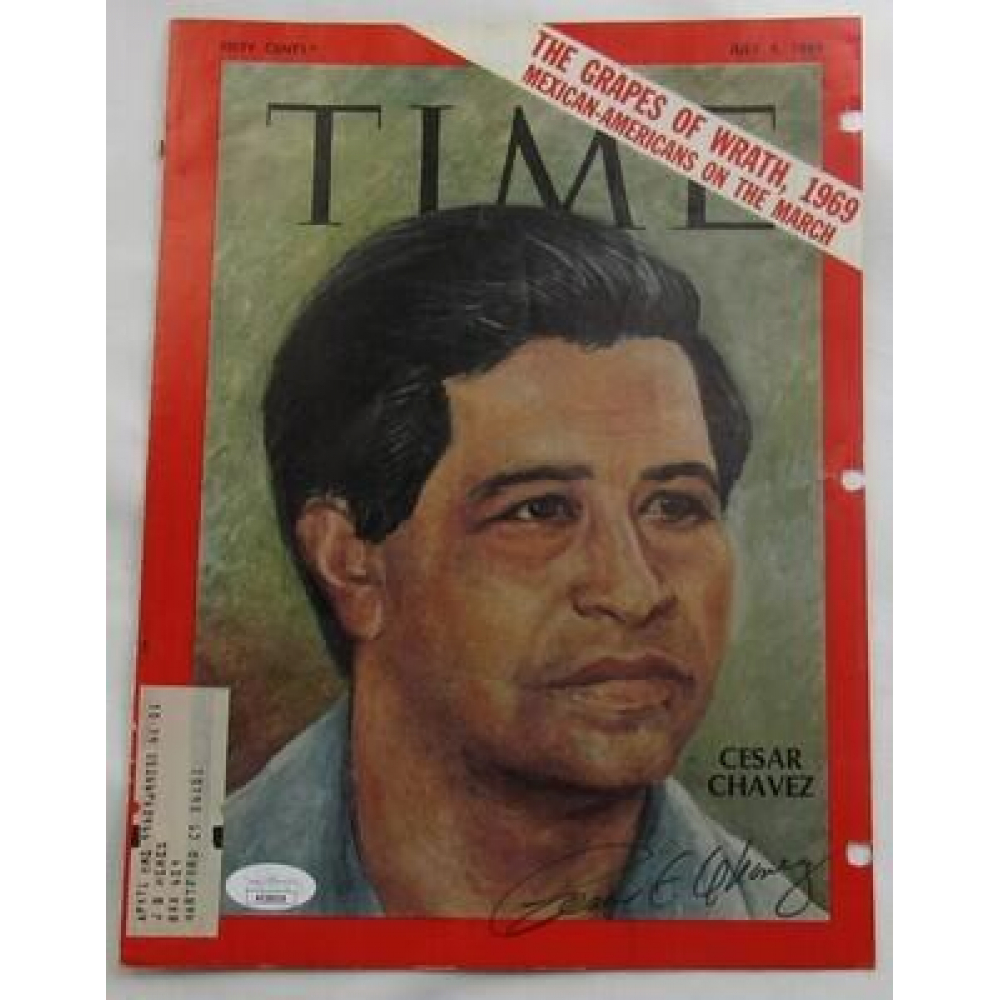 Cesar Chavez Signed 1969 Time Magazine Cover Page (JSA) | Pristine Auction