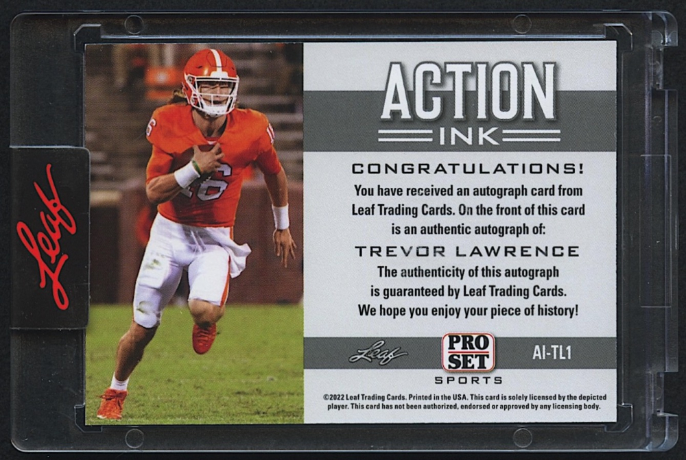 Trevor Lawrence 2022 Leaf Pro Set Action Ink #AI-TL1 Autograph RC #21/ ...