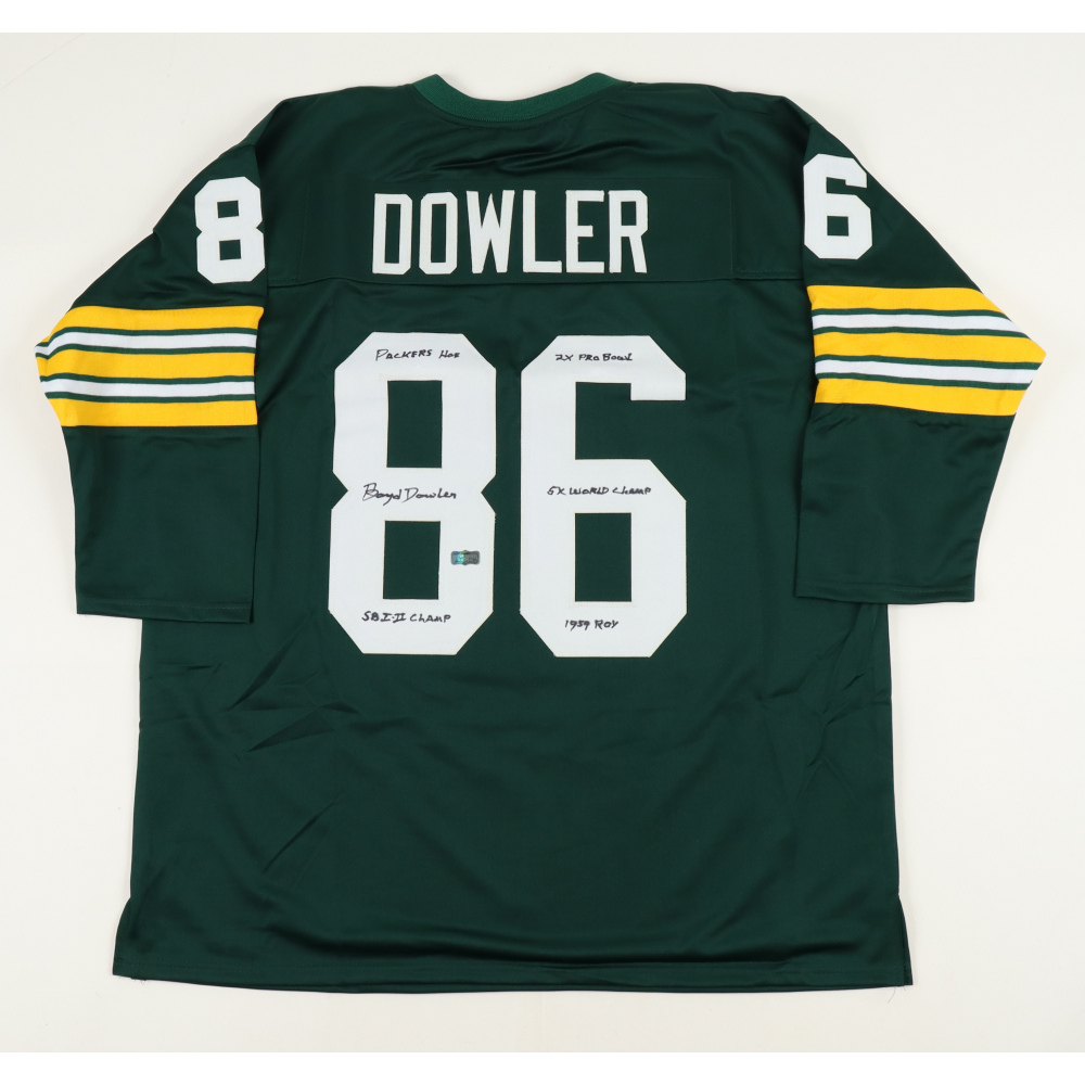 Boyd Dowler Signed Jersey Inscribed "5x World Champ", "1959 ROY", "SB I ...