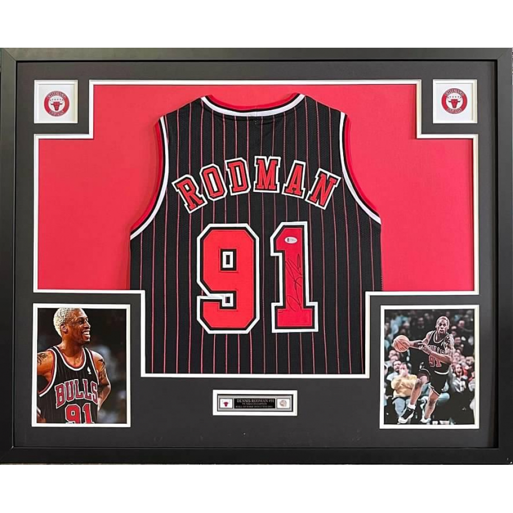 Dennis Rodman Signed Custom Framed Jersey Display (Beckett) | Pristine ...