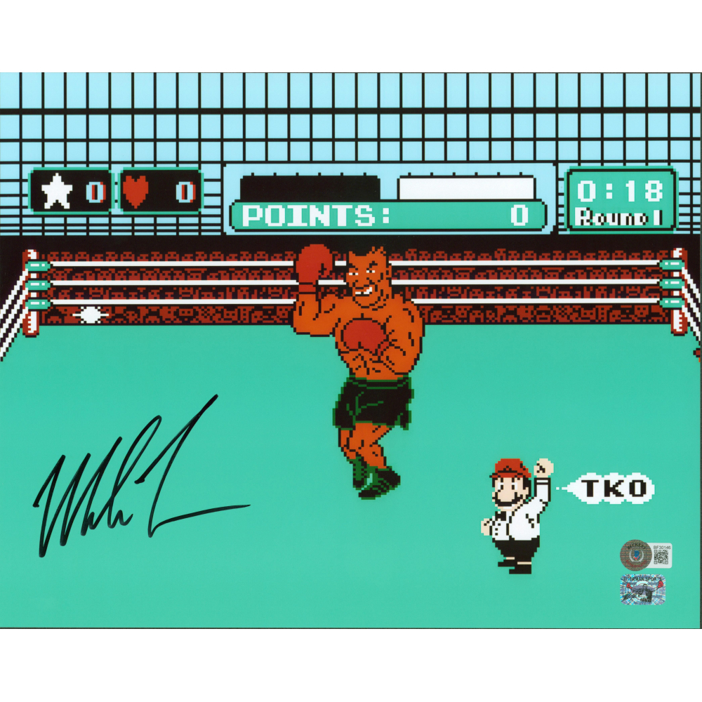 Mike Tyson Signed Punch Out 11x14 Photo Beckett Tyson