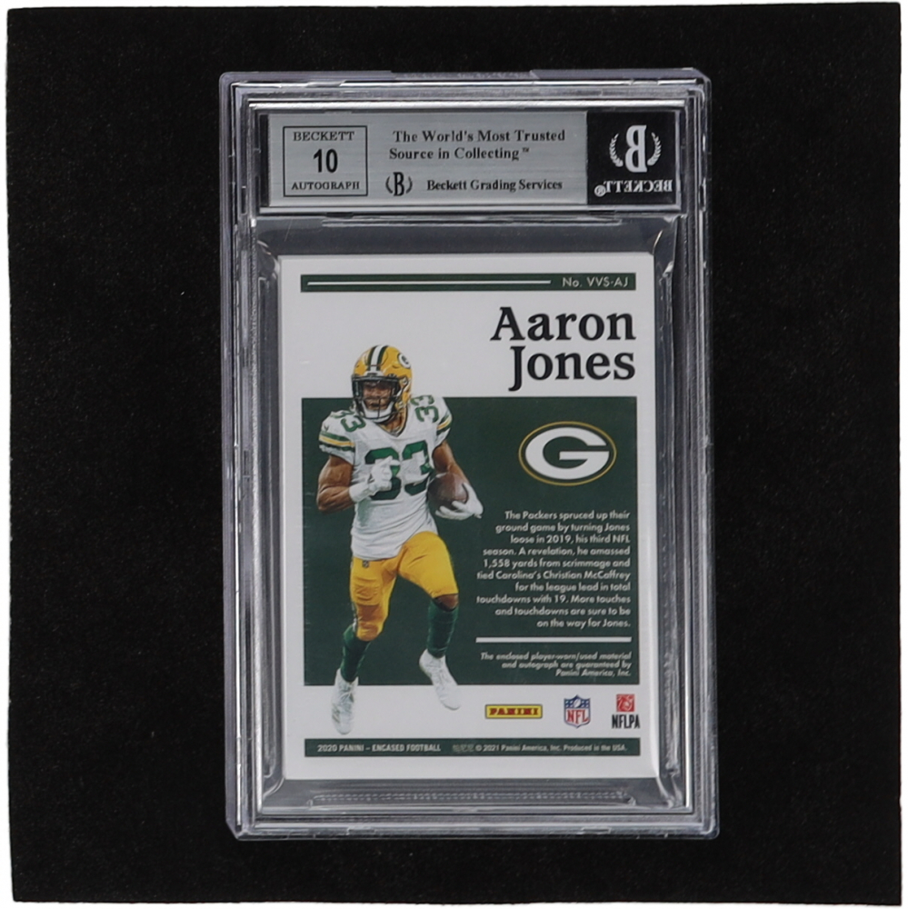 Aaron Jones 2020 Panini Encased Vaulted Veteran Material Signatures ...