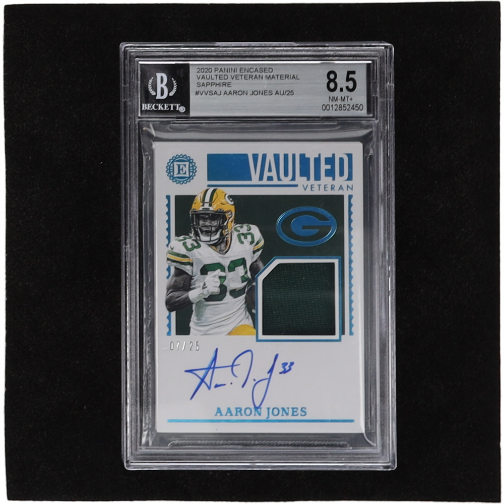 Aaron Jones 2020 Panini Encased Vaulted Veteran Material Signatures ...