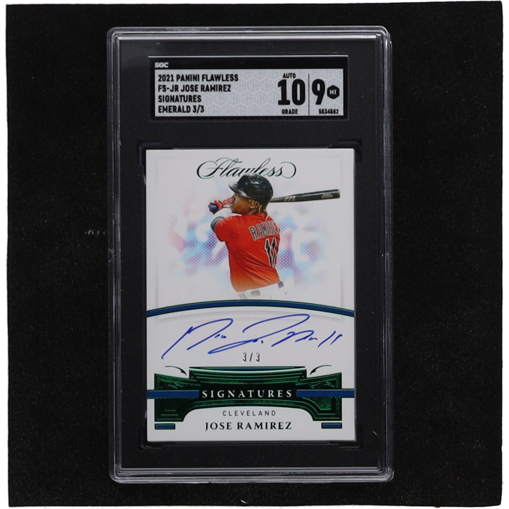 Jose Ramirez 2021 Panini Flawless Signatures Emerald #17 #3/3 (SGC 9 ...