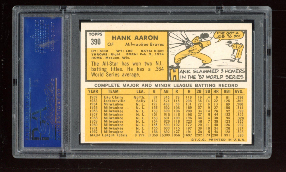 Hank Aaron 1963 Topps #390 (PSA 9 MC) | Pristine Auction