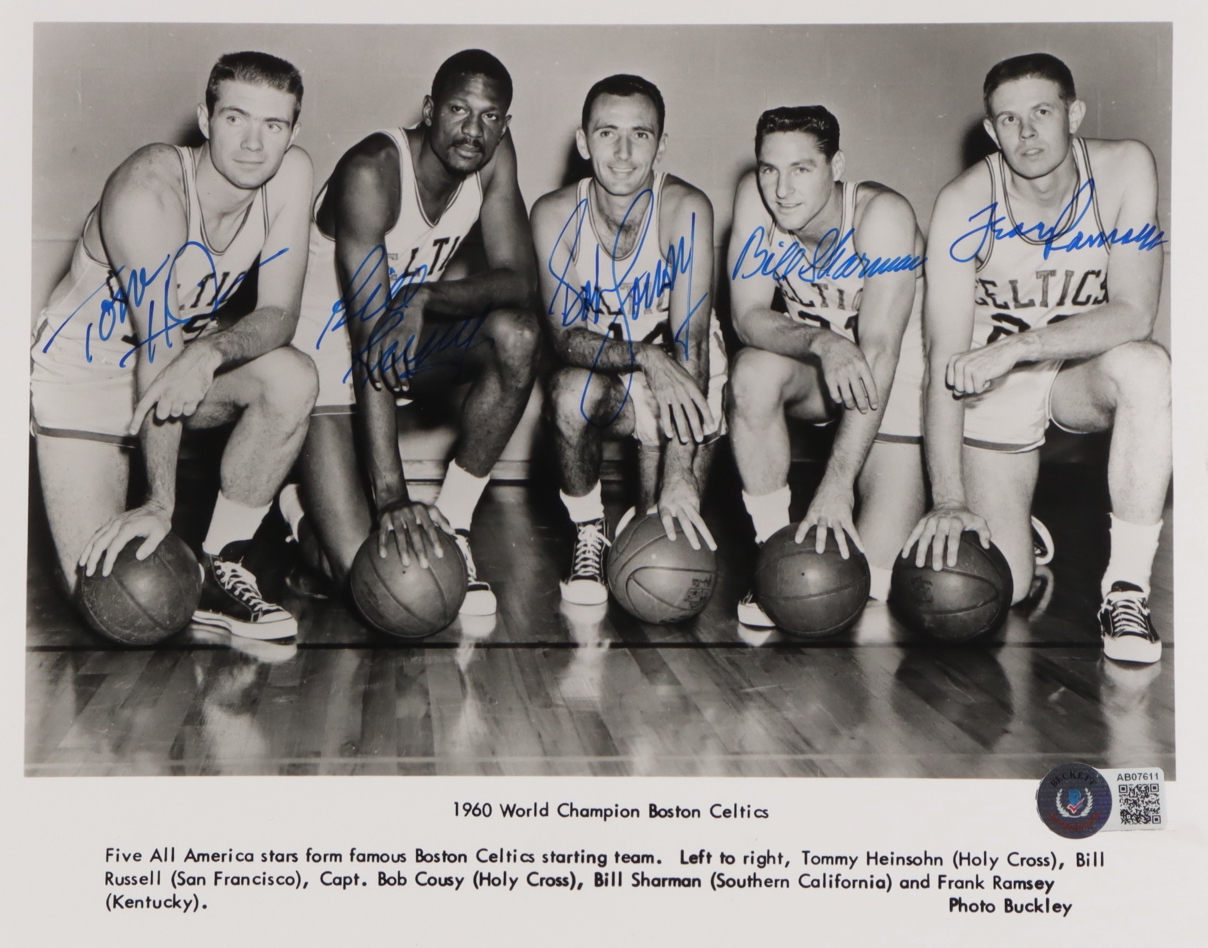 1960 World Champion Celtics 8x10 Photo Signed by (5) with Bill Russell ...