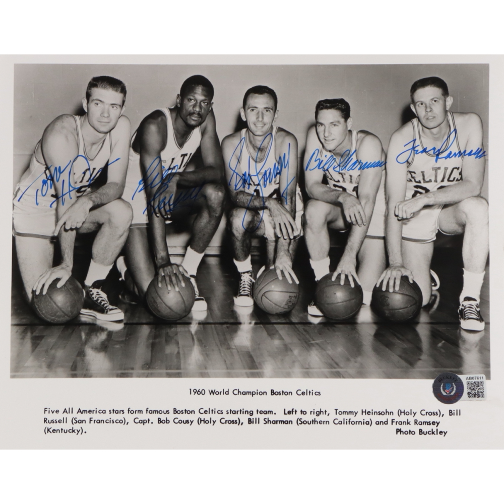 1960 World Champion Celtics 8x10 Photo Signed by (5) with Bill Russell ...