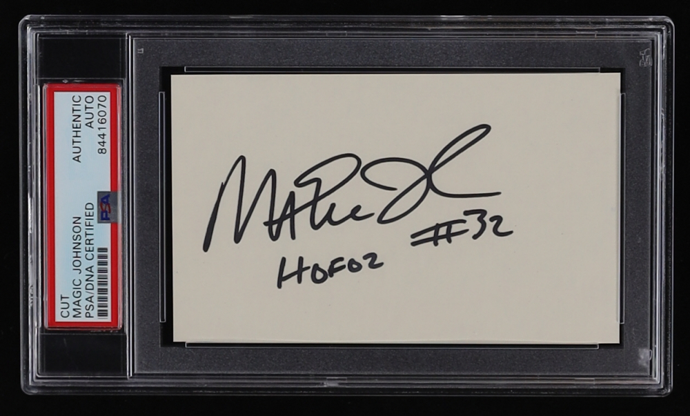 Magic Johnson Signed Cut Inscribed "HOF 02" (PSA) | Pristine Auction