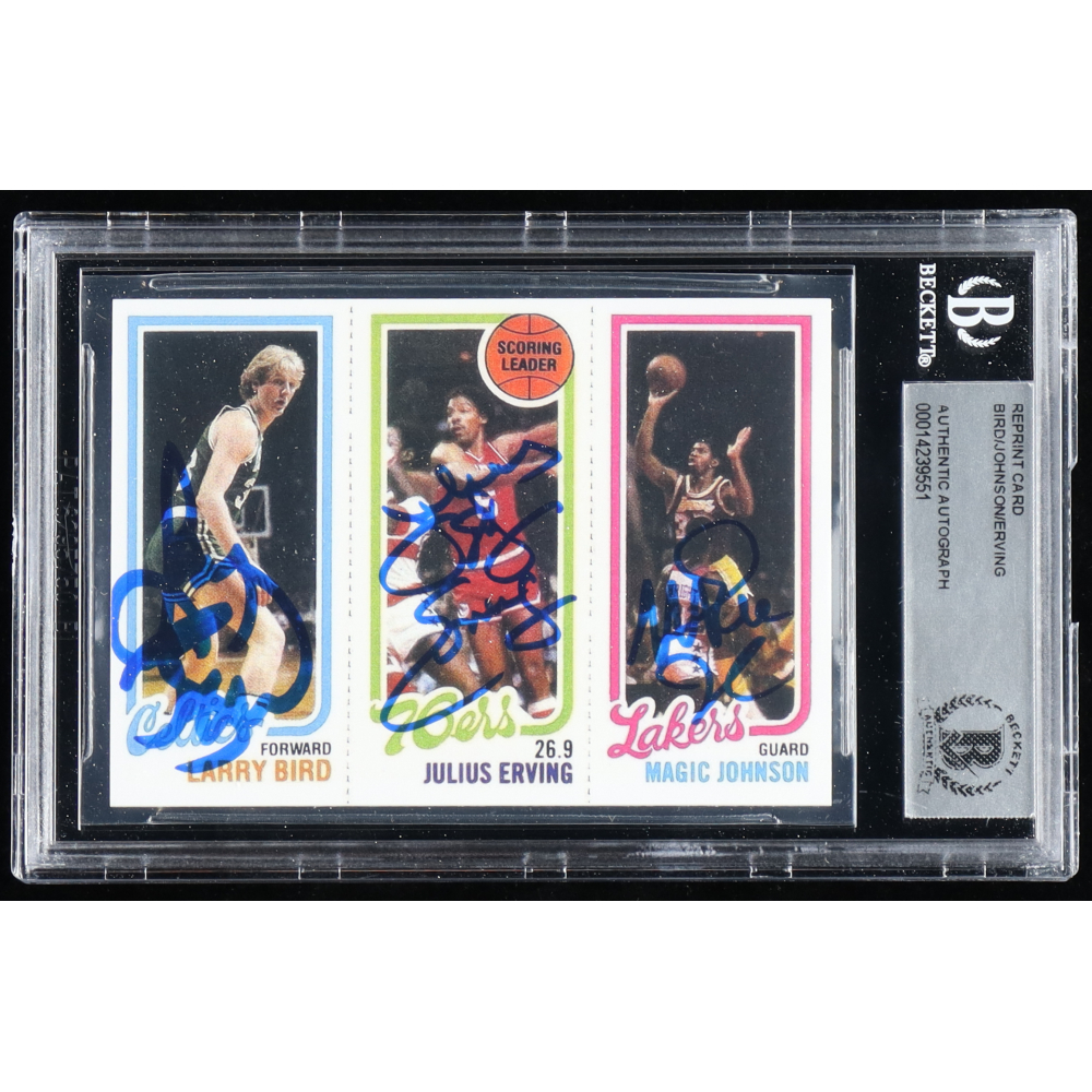 Larry Bird, Julius Erving & Magic Johnson Signed Larry Bird 34 RC ...