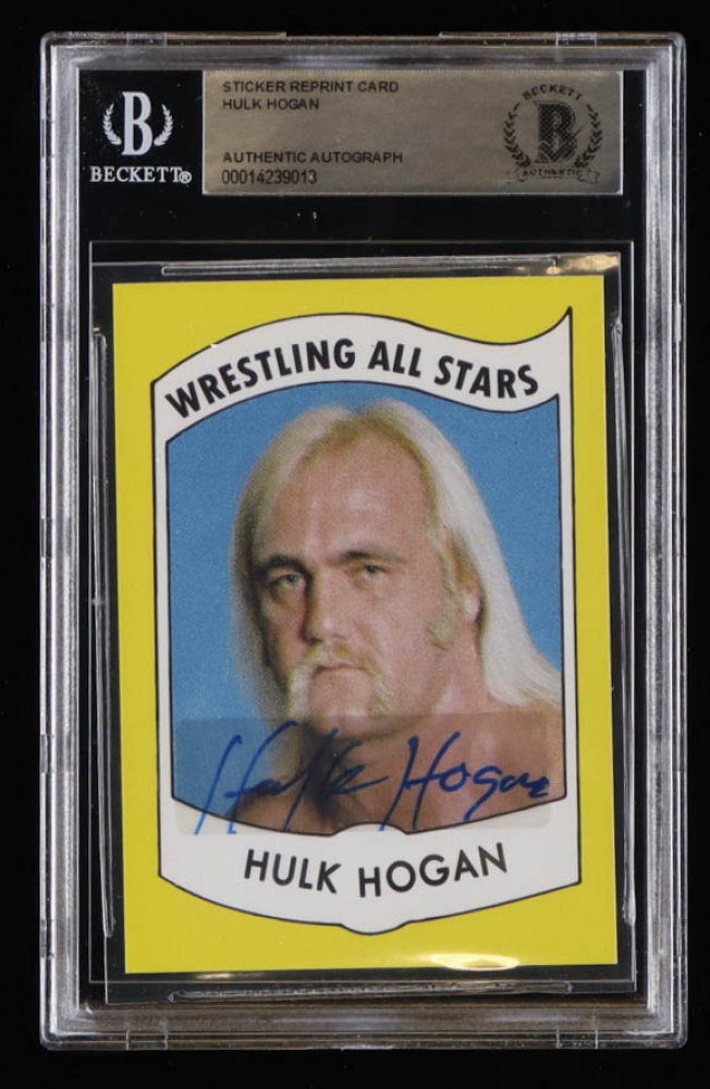 Hulk Hogan Signed Sticker on 1982 Wrestling All Stars Reprint #2 (BGS ...