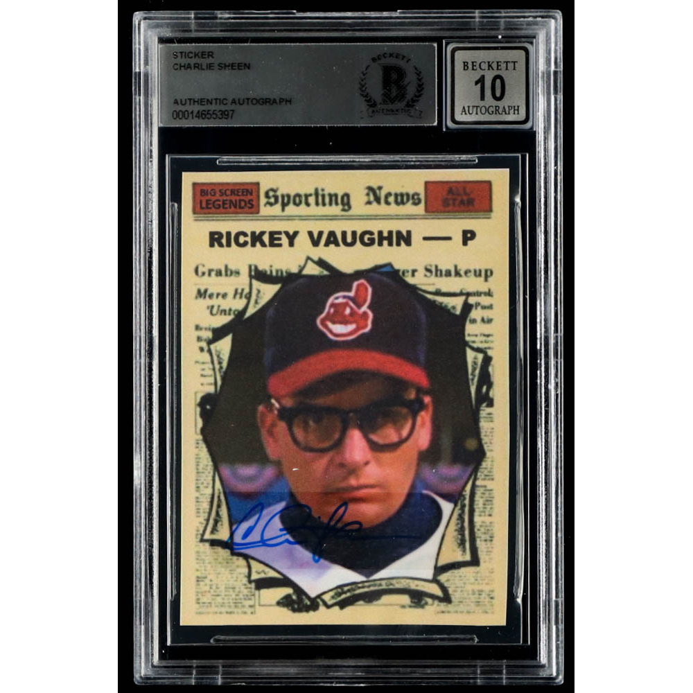 Charlie Sheen Signed Sticker On "Major League" Trading Card (BGS ...