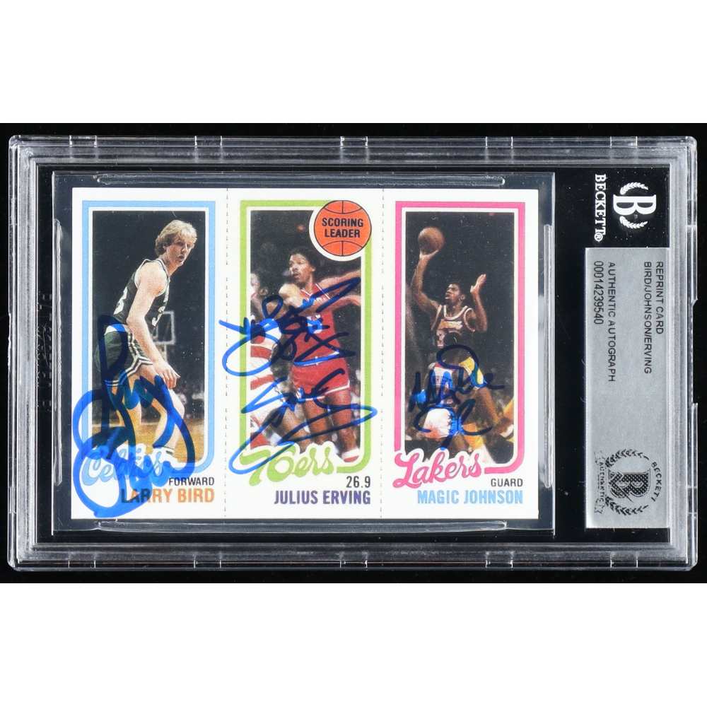 Larry Bird, Julius Erving & Magic Johnson Signed Larry Bird 34 RC ...