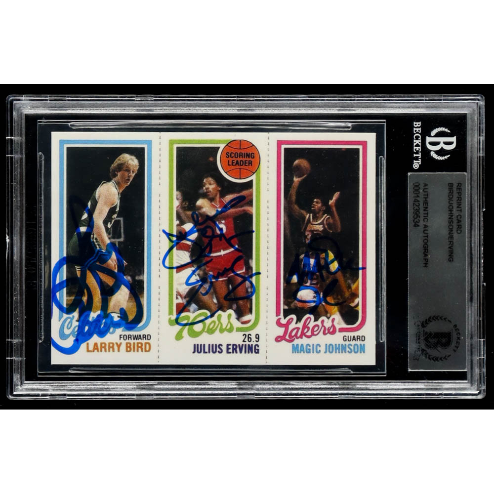 Larry Bird, Julius Erving & Magic Johnson Signed Larry Bird 34 RC ...