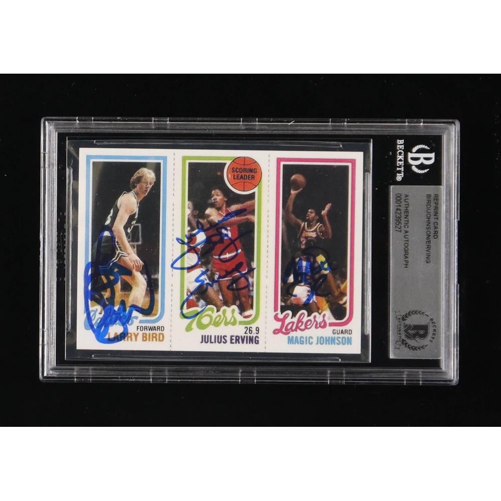 Larry Bird, Julius Erving & Magic Johnson Signed Larry Bird 34 RC ...