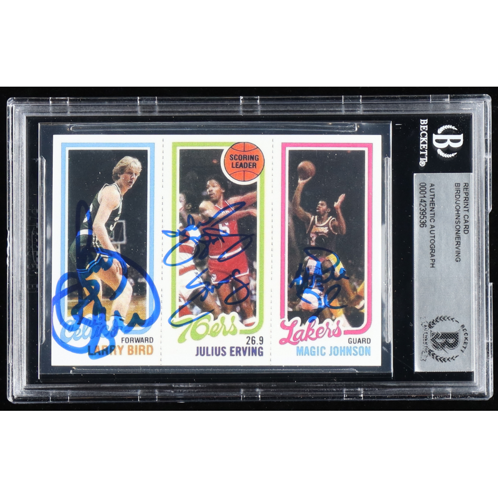 Larry Bird, Julius Erving & Magic Johnson Signed Larry Bird 34 RC ...