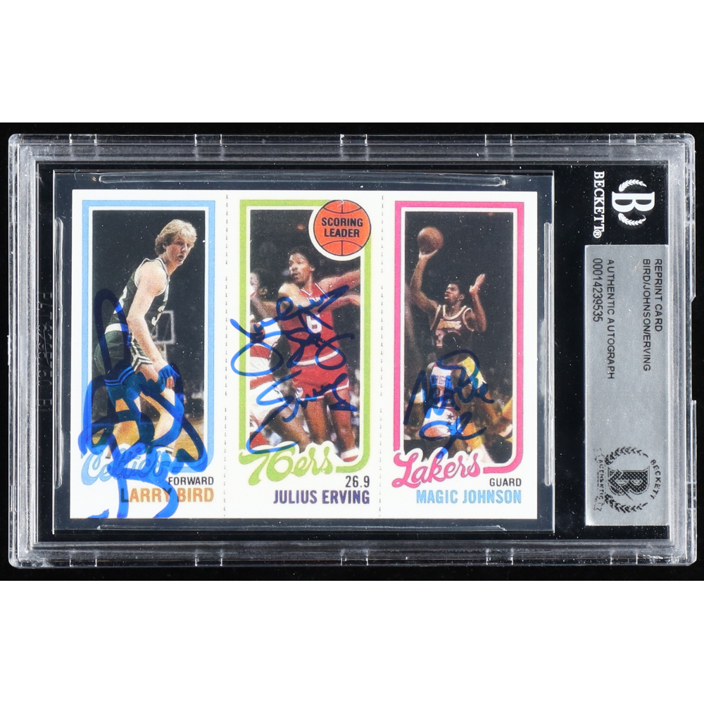 Larry Bird, Julius Erving & Magic Johnson Signed Larry Bird 34 RC ...