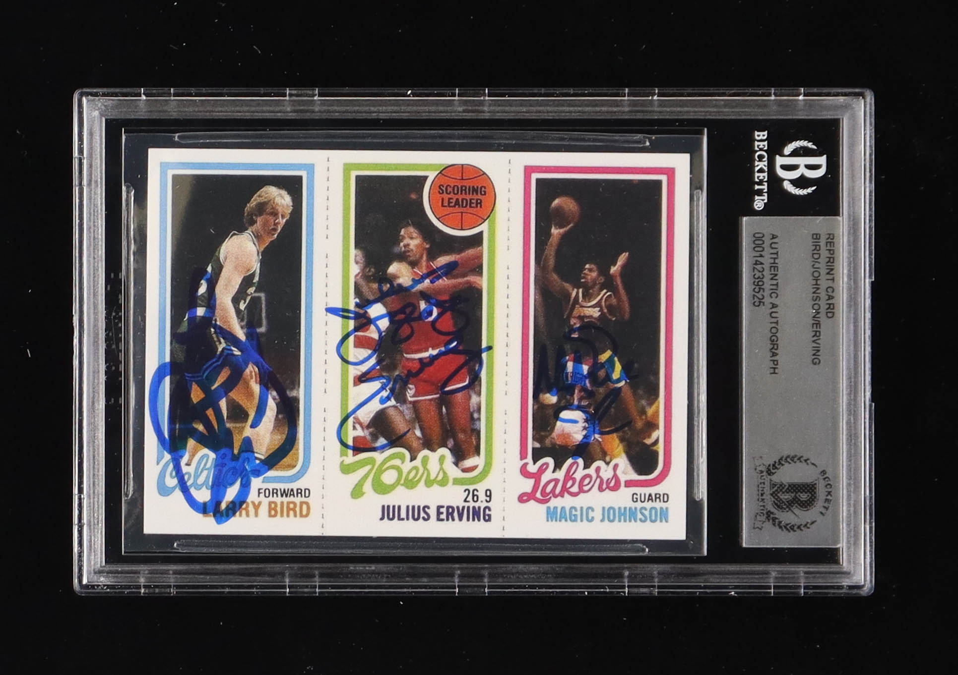 Larry Bird, Julius Erving & Magic Johnson Signed Larry Bird 34 RC / Julius Erving TL 174 / Magic ...