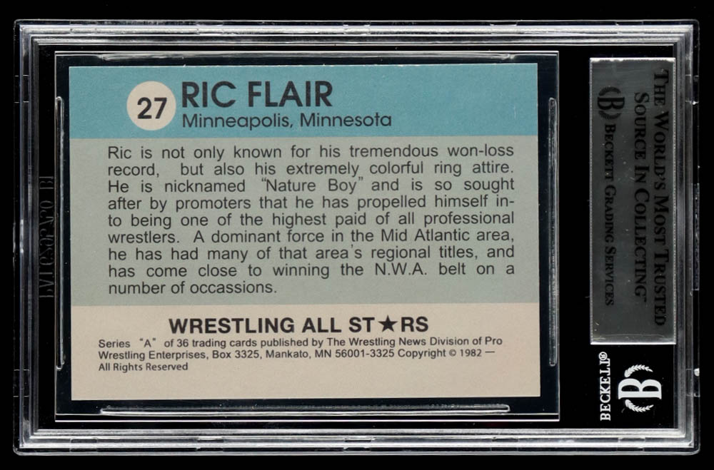 Ric Flair Signed Sticker on 1982 Wrestling All Stars Reprint Trading ...