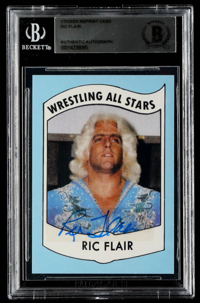 Ric Flair Signed Sticker on 1982 Wrestling All Stars Reprint Trading ...