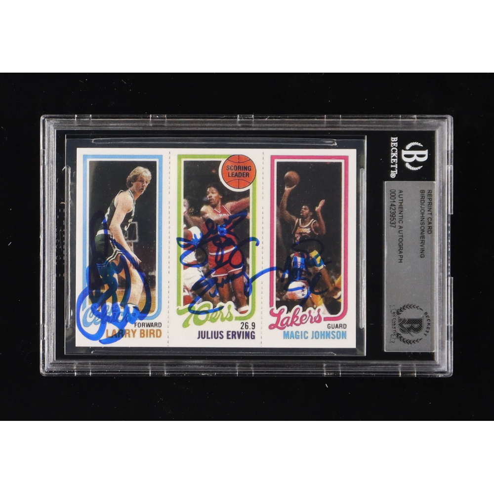 Larry Bird, Julius Erving & Magic Johnson Signed Larry Bird 34 RC ...