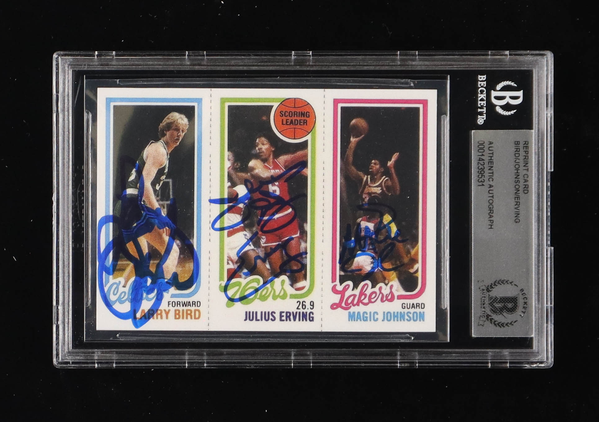 Larry Bird, Julius Erving & Magic Johnson Signed Larry Bird 34 RC ...
