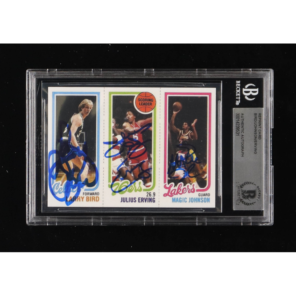 Larry Bird, Julius Erving & Magic Johnson Signed Larry Bird 34 RC ...