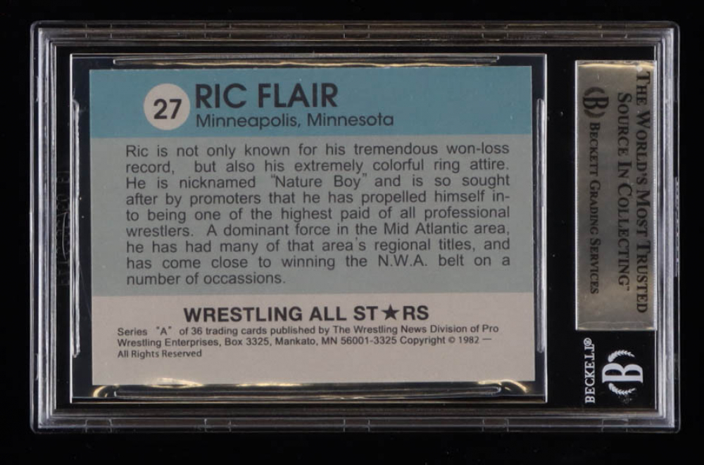 Ric Flair Signed Sticker on 1982 Wrestling All Stars Reprint Trading ...