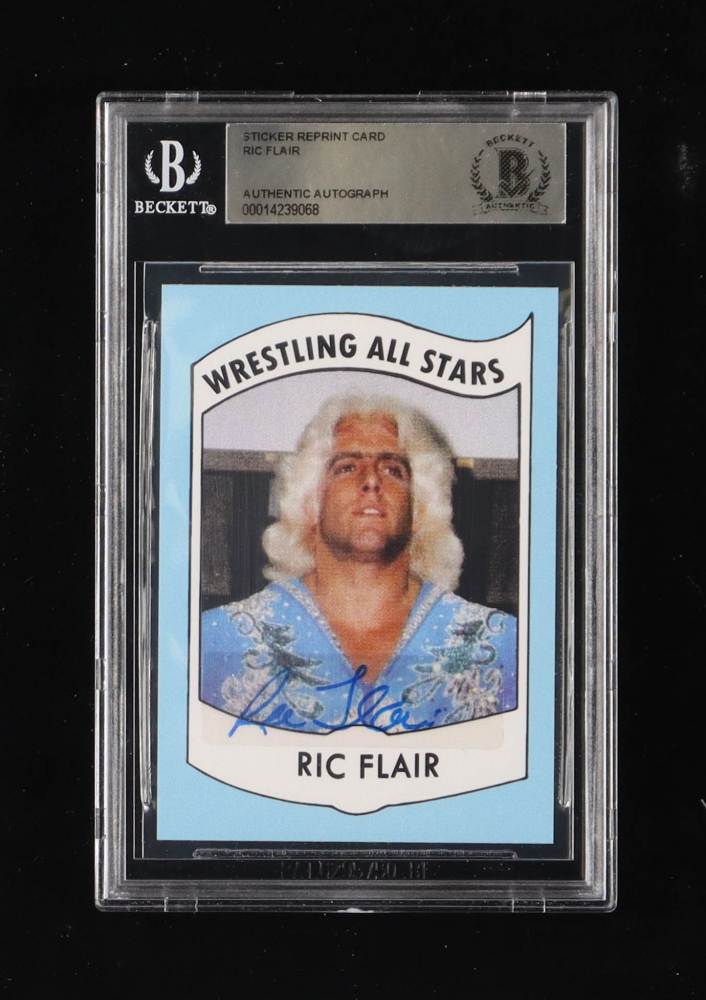 Ric Flair Signed Sticker on 1982 PWE Wrestling All-Stars Series A #27 ...