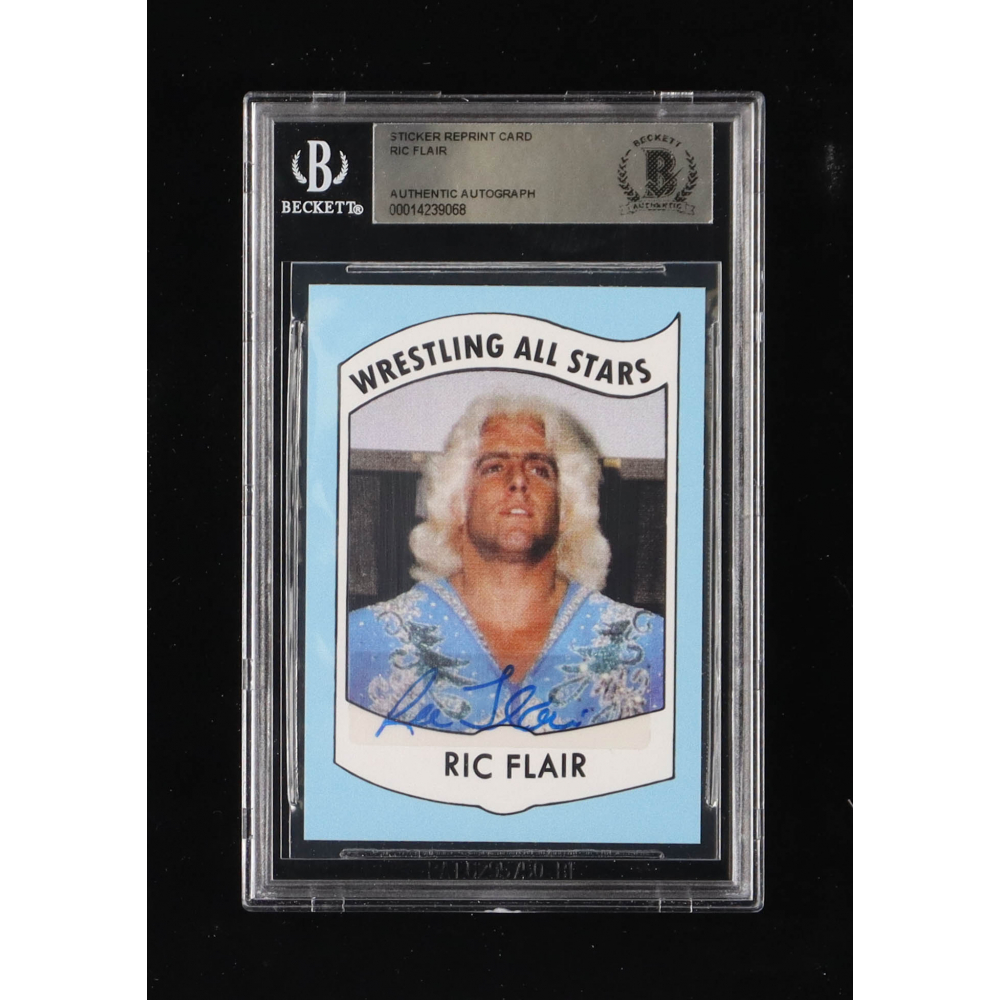 Ric Flair Signed Sticker on 1982 PWE Wrestling All-Stars Series A #27 ...