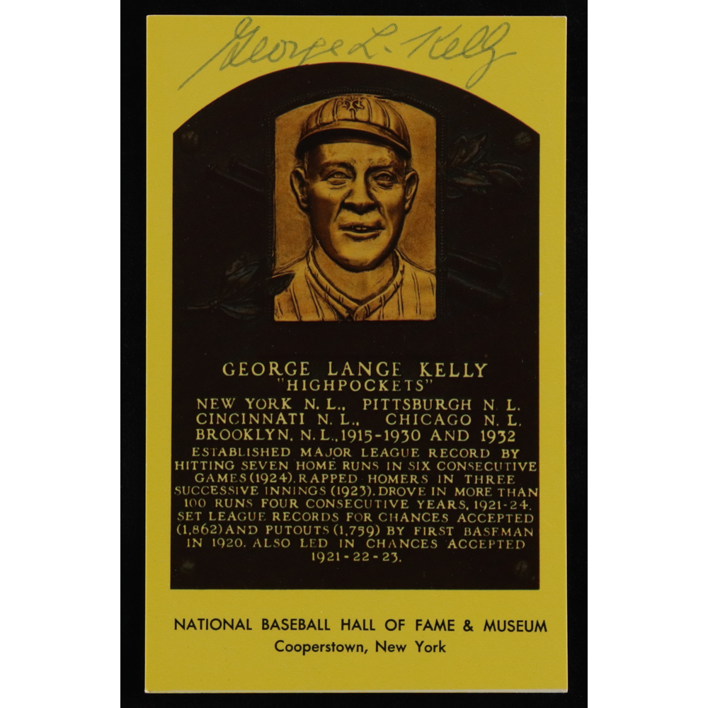 George L. Kelly Signed Hall of Fame Plaque Postcard (Beckett ...