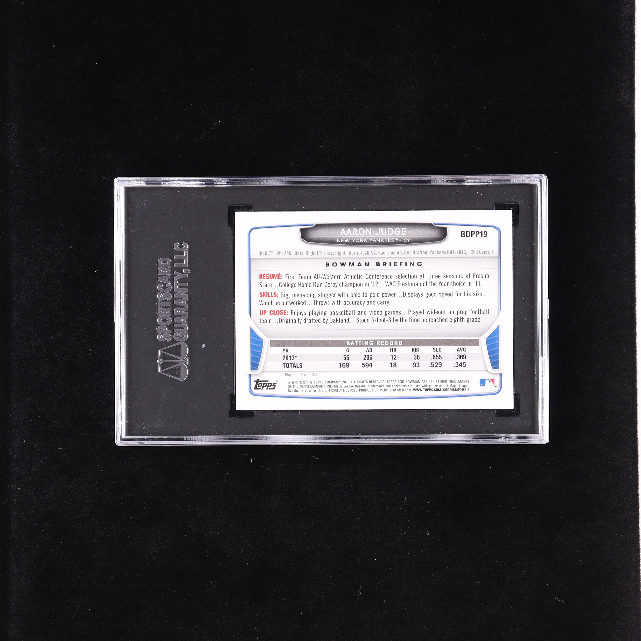 Aaron Judge 2013 Bowman Draft Draft Picks #BDPP19 RC (SGC 10 ...