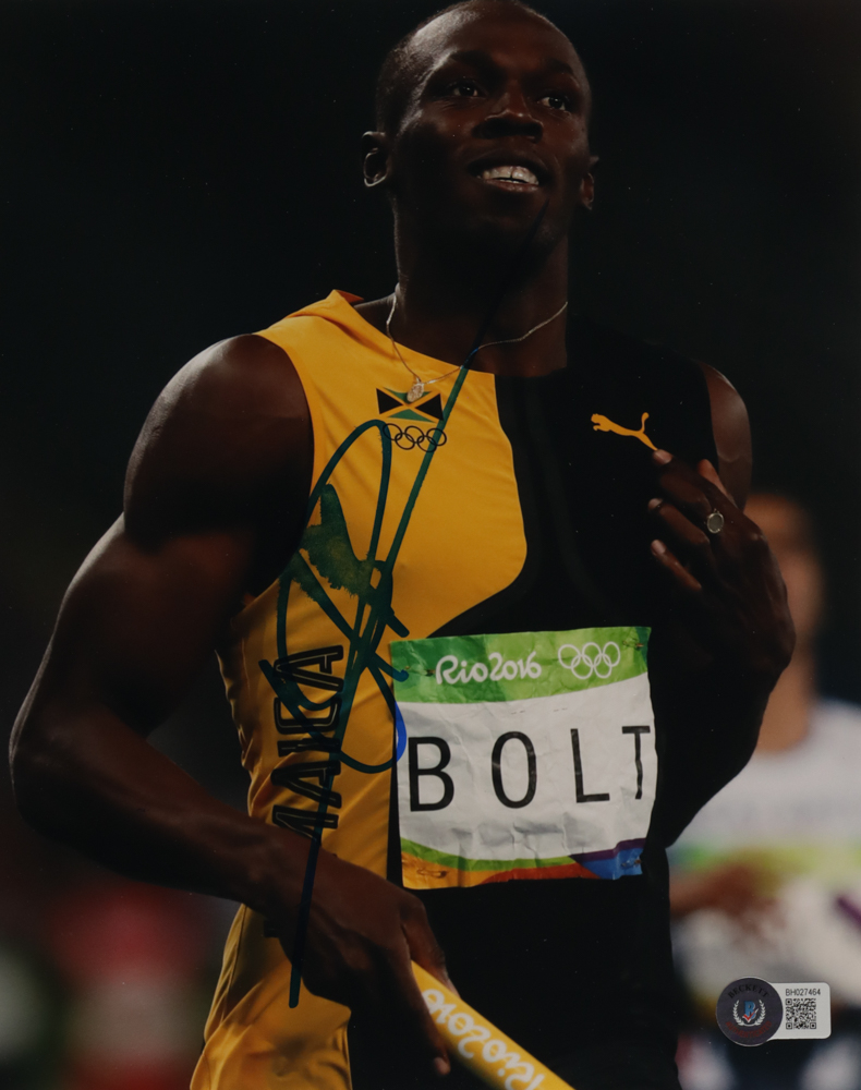 Usain Bolt Signed Team Jamaica 8x10 Photo (Beckett) | Pristine Auction
