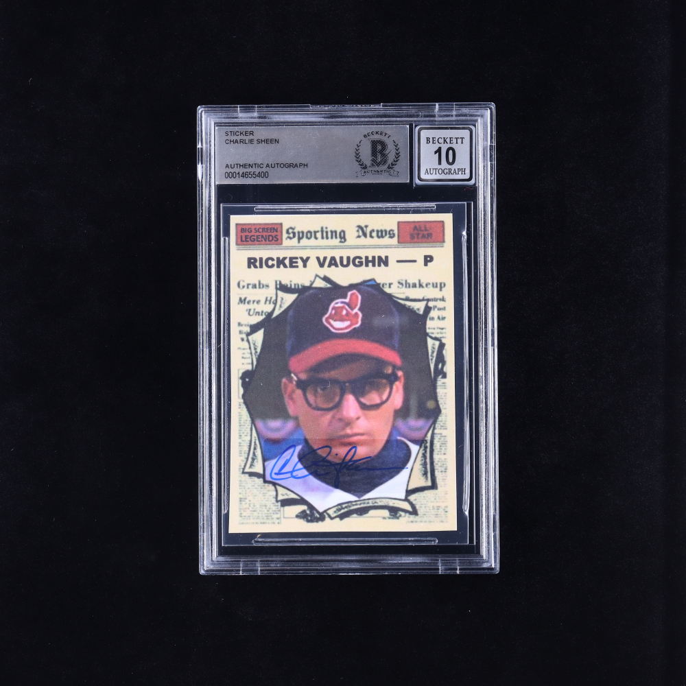 Charlie Sheen Signed Sticker On "Major League" Trading Card (BGS ...