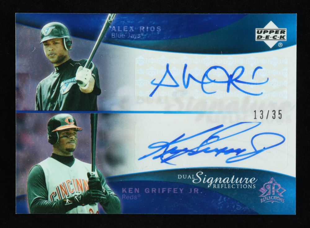 Alexis Rios / Ken Griffey Jr. 2005 Reflections Dual Signatures Blue # ...