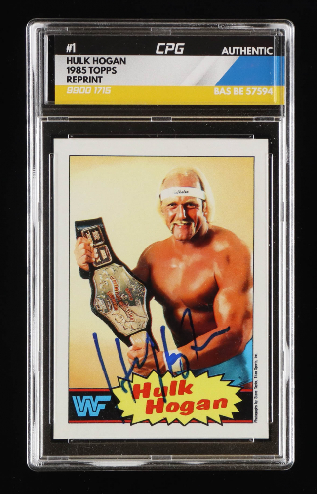 Hulk Hogan Signed 1985 Topps WWF #1 Reprint (CPG & Beckett) | Pristine ...