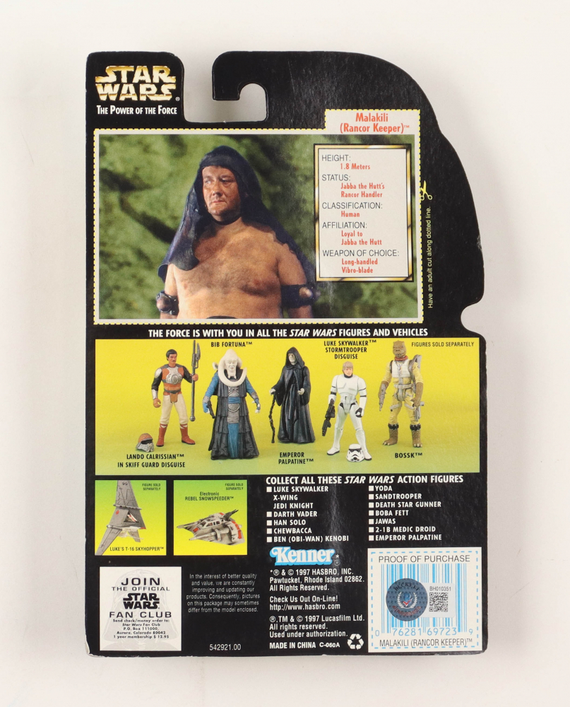 Paul Brooke Signed "STAR WARS: The Power of the Force" Malakili (Rancor ...