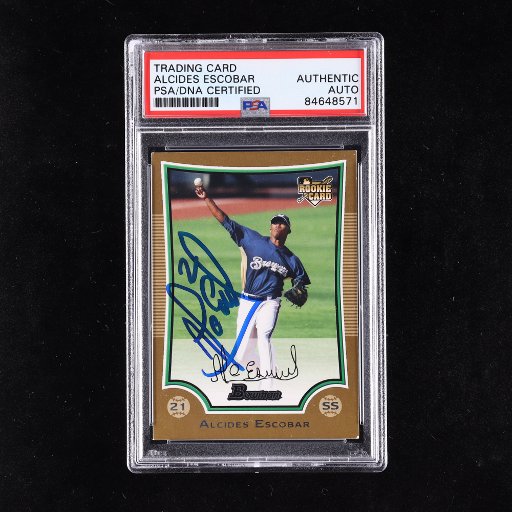 Alcides Escobar Signed 2009 Bowman Gold #198 RC (PSA) | Pristine Auction