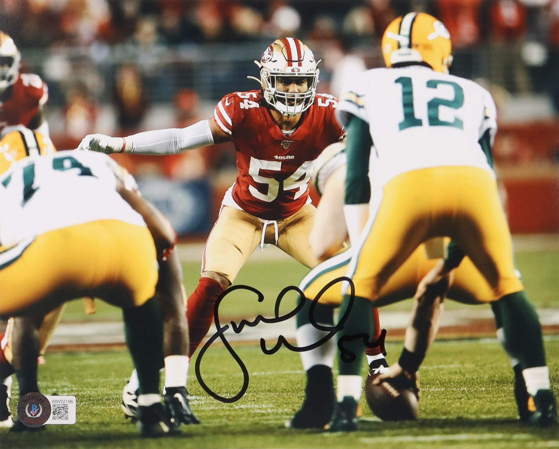 Fred Warner Signed 49ers 8x10 Photo (Beckett) | Pristine Auction