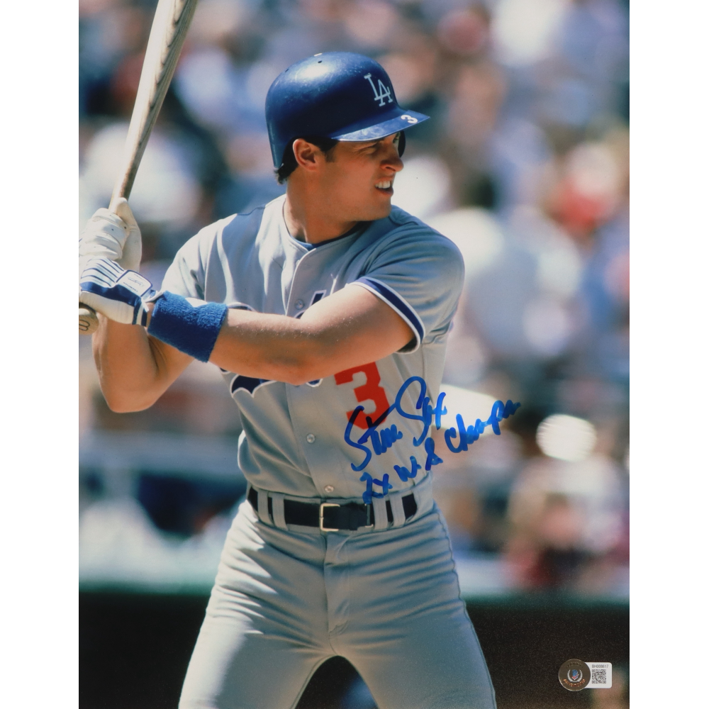 Steve Sax Signed Dodgers 11x14 Photo Inscribed "2X WS Champs" (Beckett ...