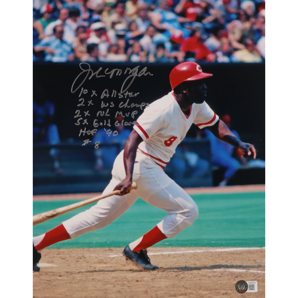 Joe Morgan Signed Reds 11x14 Photo with Multiple Career Stat ...