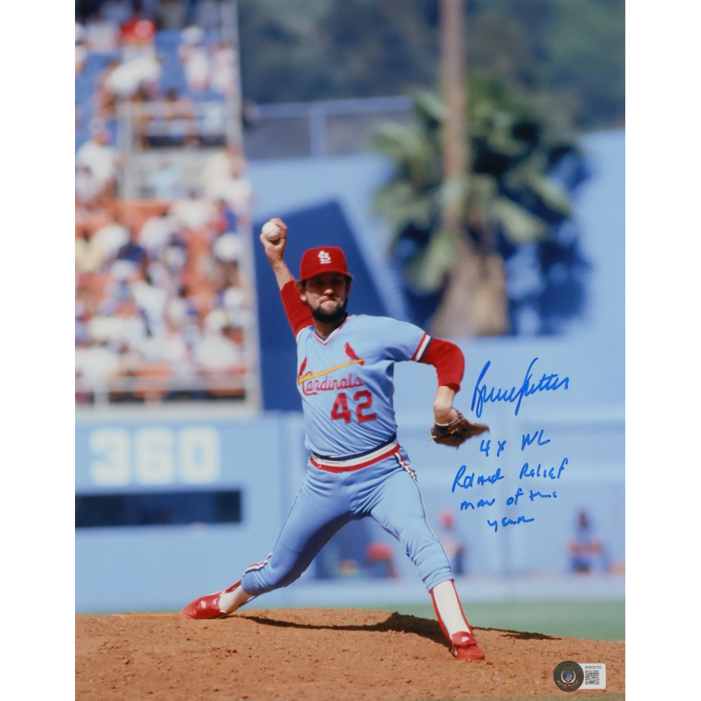 Bruce Sutter Signed Cardinals 11x14 Photo with Multiple Career Stat ...
