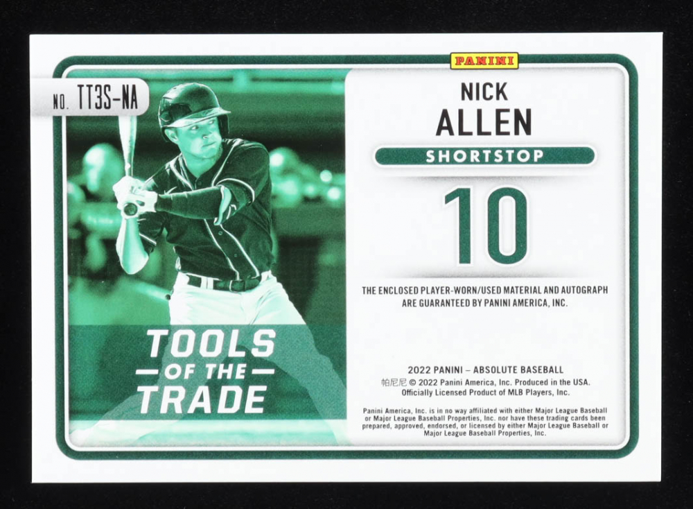 Nick Allen 2022 Absolute Tools of the Trade 3 Swatch Signatures #25 RC ...
