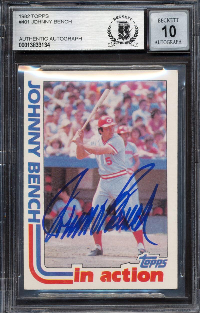 Johnny Bench Signed 1982 Topps #401 IA (BGS) | Pristine Auction