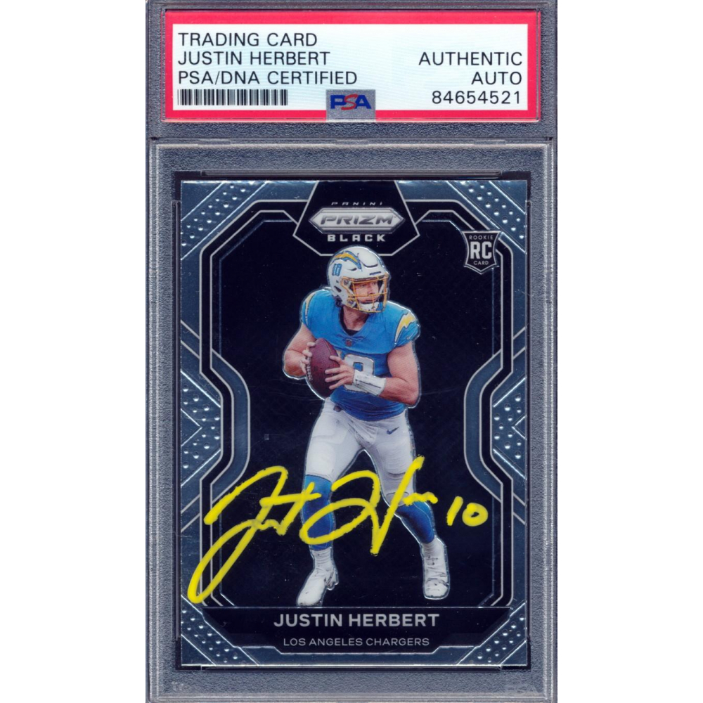 Justin Herbert Signed 2020 Panini Prizm Black #3 (PSA) | Pristine Auction