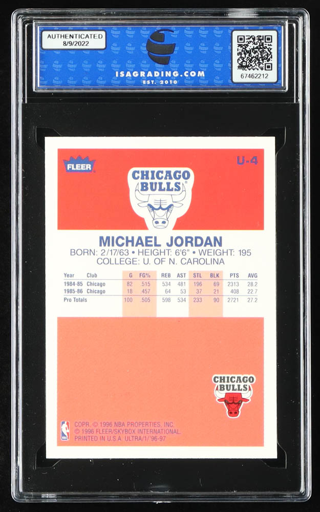 Michael Jordan 1996-97 Ultra Decade of Excellence #U4 (ISA 10 ...