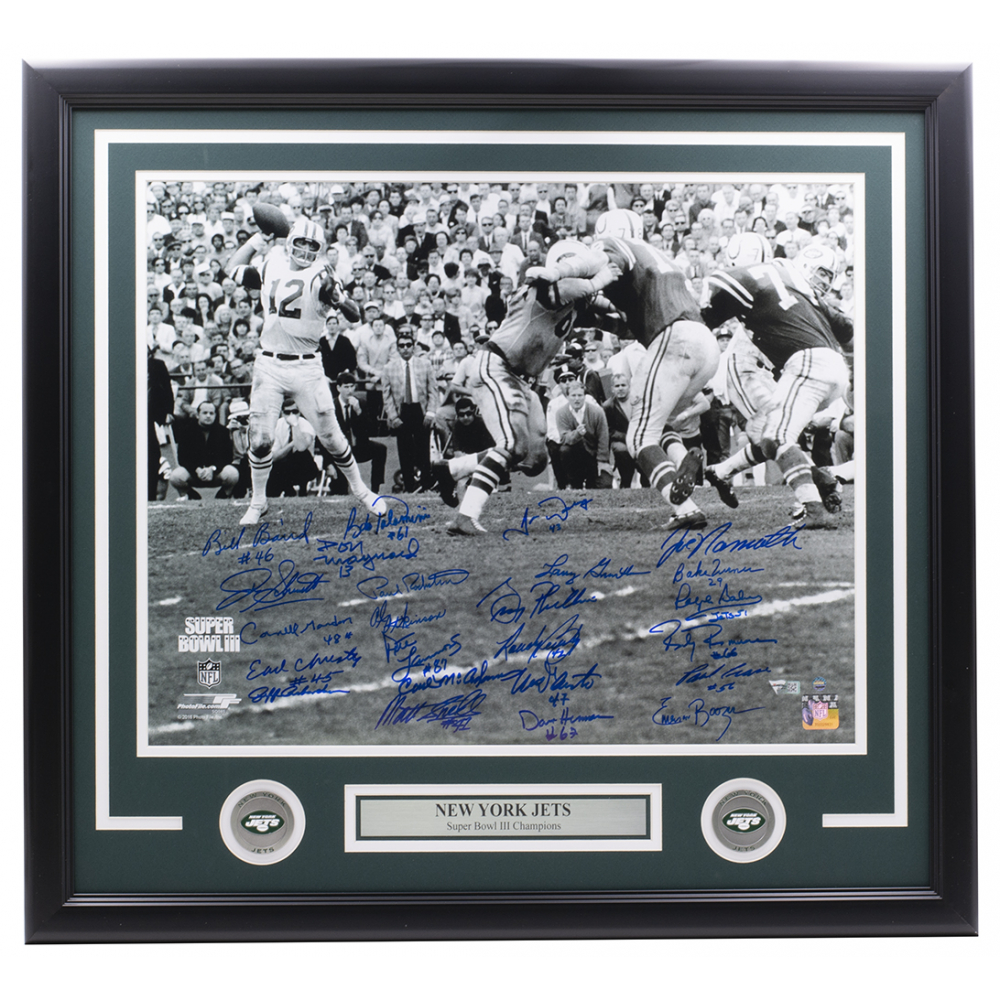 1969 Jets Custom Framed Photo Display Team-Signed by (24) with Joe ...