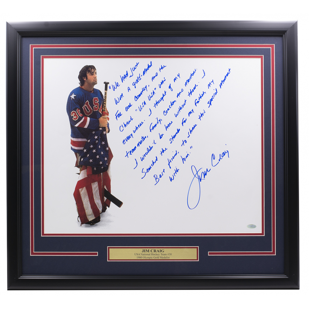 Jim Craig Signed Team USA Custom Framed Photo Display With Extensive ...