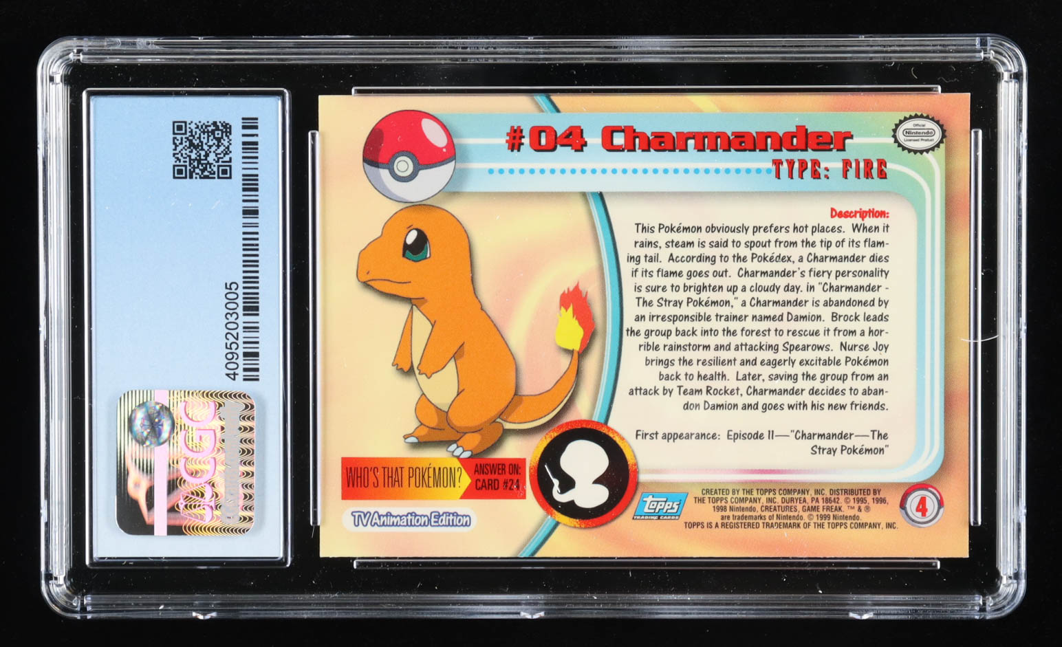 Charmander 1999 Pokemon TV Animation Series 1 Rainbow Foil #4 (CGC 9 ...