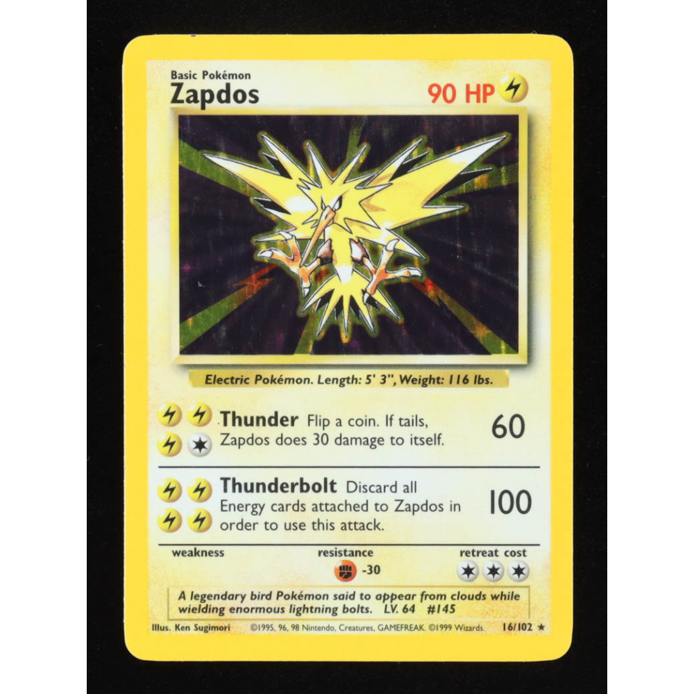 Zapdos 1999 Pokemon Base Shadowless #16 Holo | Pristine Auction