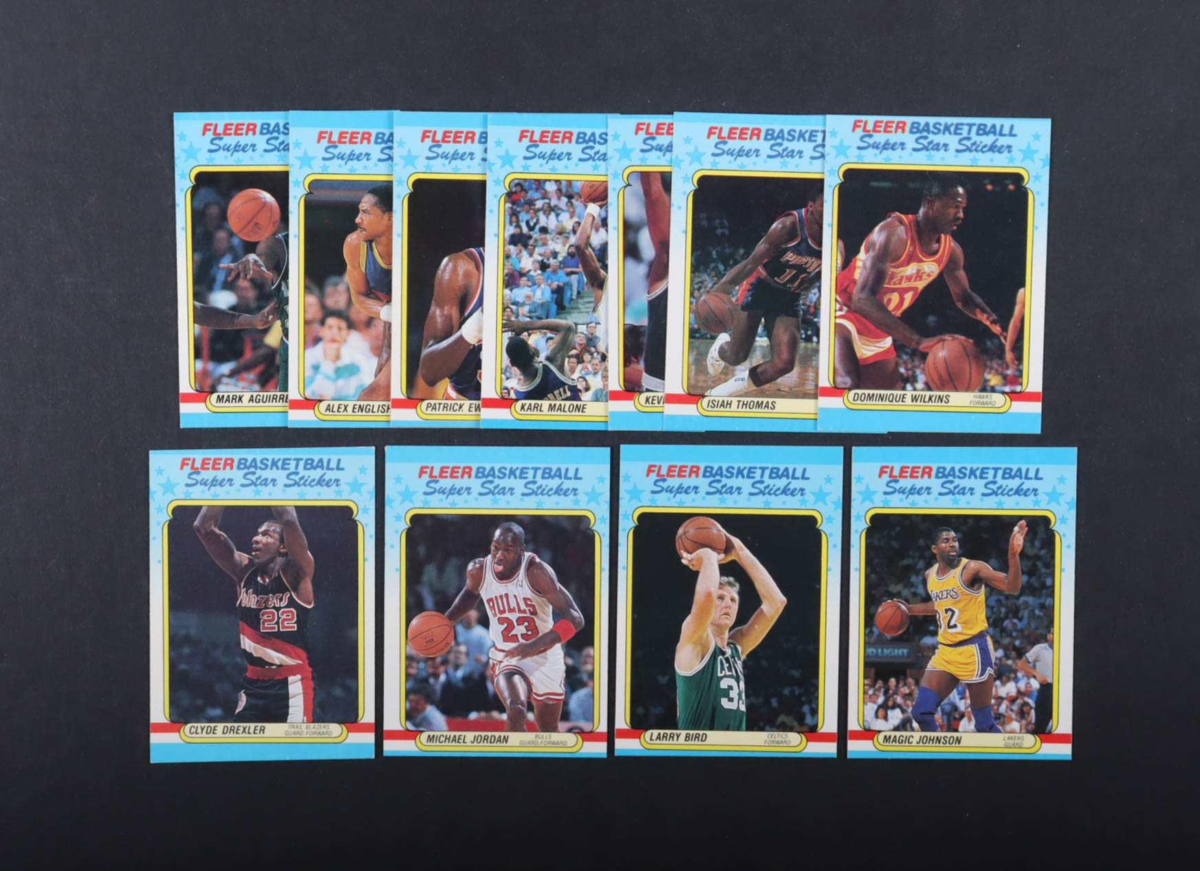 1988-89 Fleer Stickers Basketball Complete Set of (11) Cards with ...